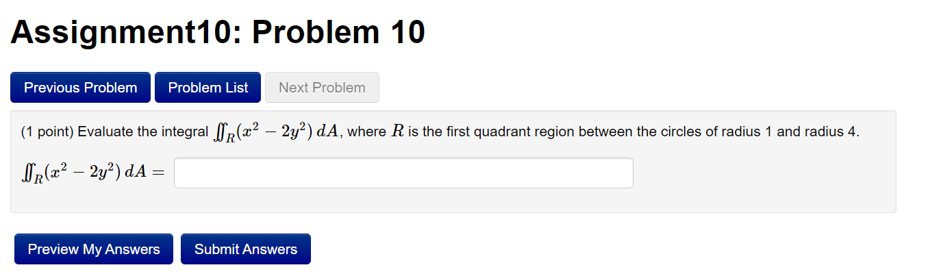 Solved Assignment10 Problem 10 Previous Problem Problem 