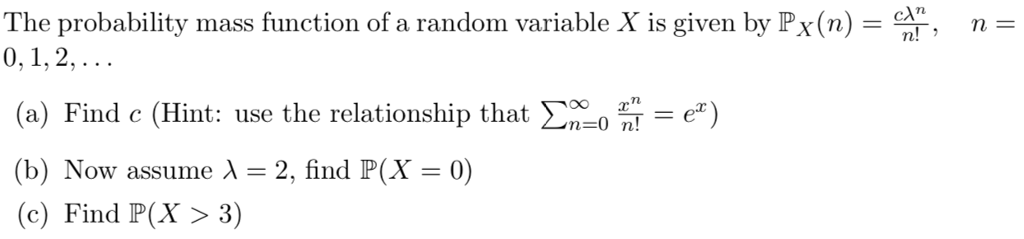 Solved The probability mass function of a random variable X | Chegg.com