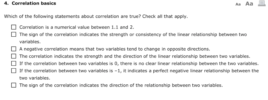 Solved 4. Correlation basics Which of the following | Chegg.com