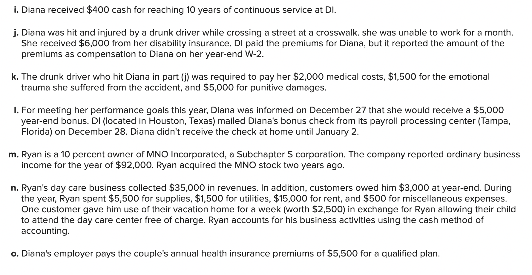 Diana and Ryan Workman were married on January 1 of | Chegg.com