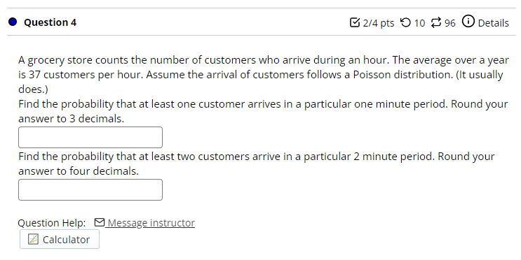 Solved Question 4 2/4 pts 10 96 Details A grocery store | Chegg.com