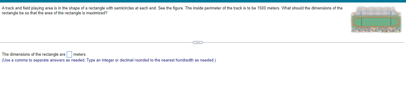 Solved A track and field playing area is in the shape of a | Chegg.com