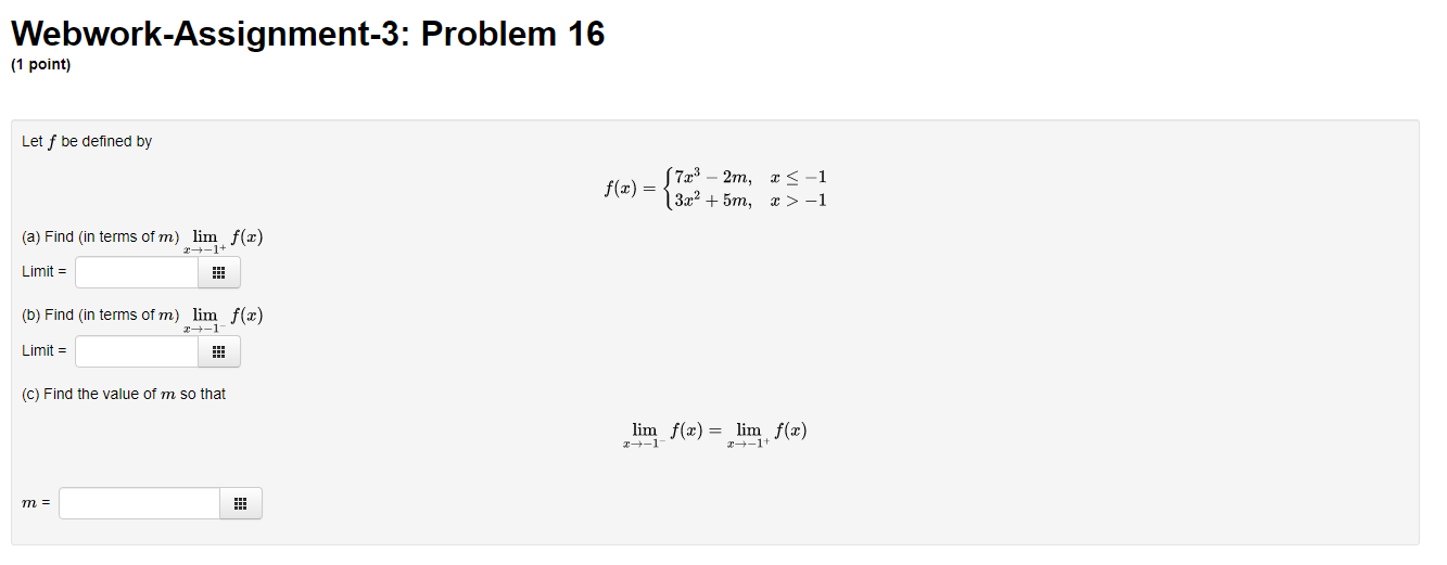 Solved Webwork Assignment 3 Problem 16 1 Point Let F Be 