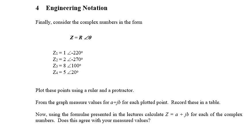Solved 4 Engineering Notation Finally, consider the complex | Chegg.com