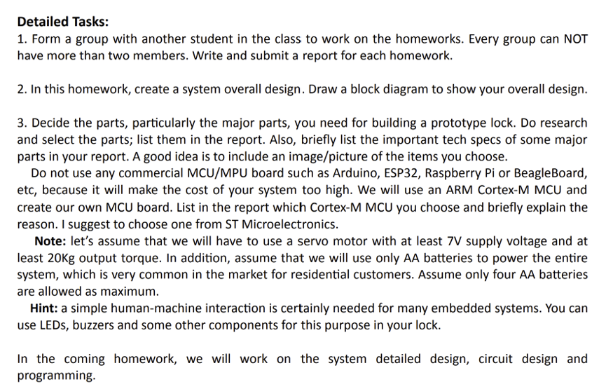 Homework 2 - Electronic Keypad Door Lock (Part I) | Chegg.com