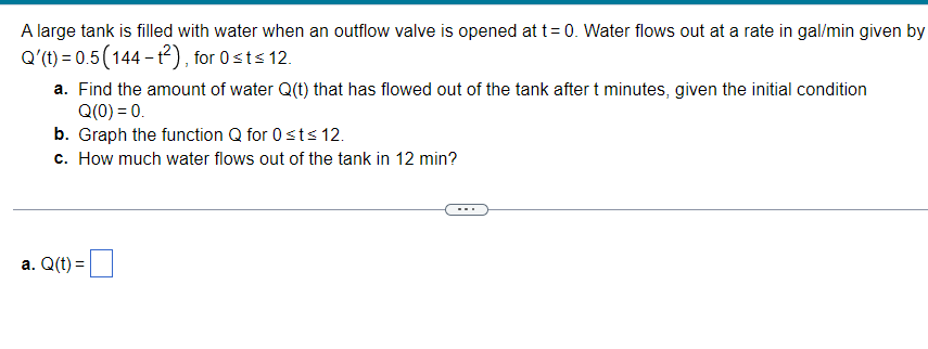 Solved A large tank is filled with water when an outflow | Chegg.com