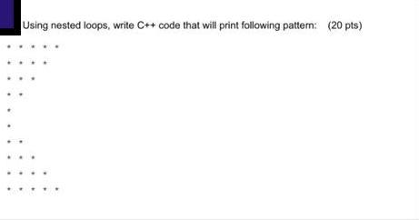 Solved Using nested loops, write C++ code that will print | Chegg.com