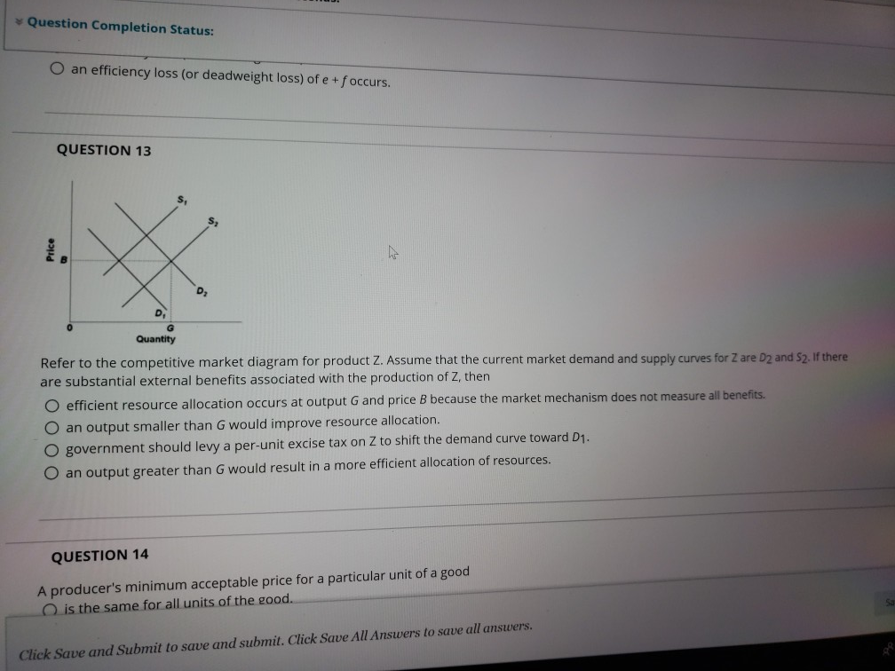 Solved Question Completion Status: O an efficiency loss (or | Chegg.com