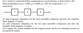 Solved (a) A system is composed of three components in a | Chegg.com