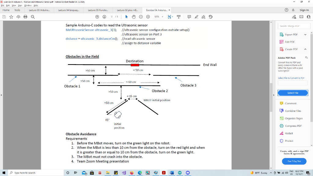 Exercise 04 Arduno-C RGB Led and Ultrasonic Sensor | Chegg.com