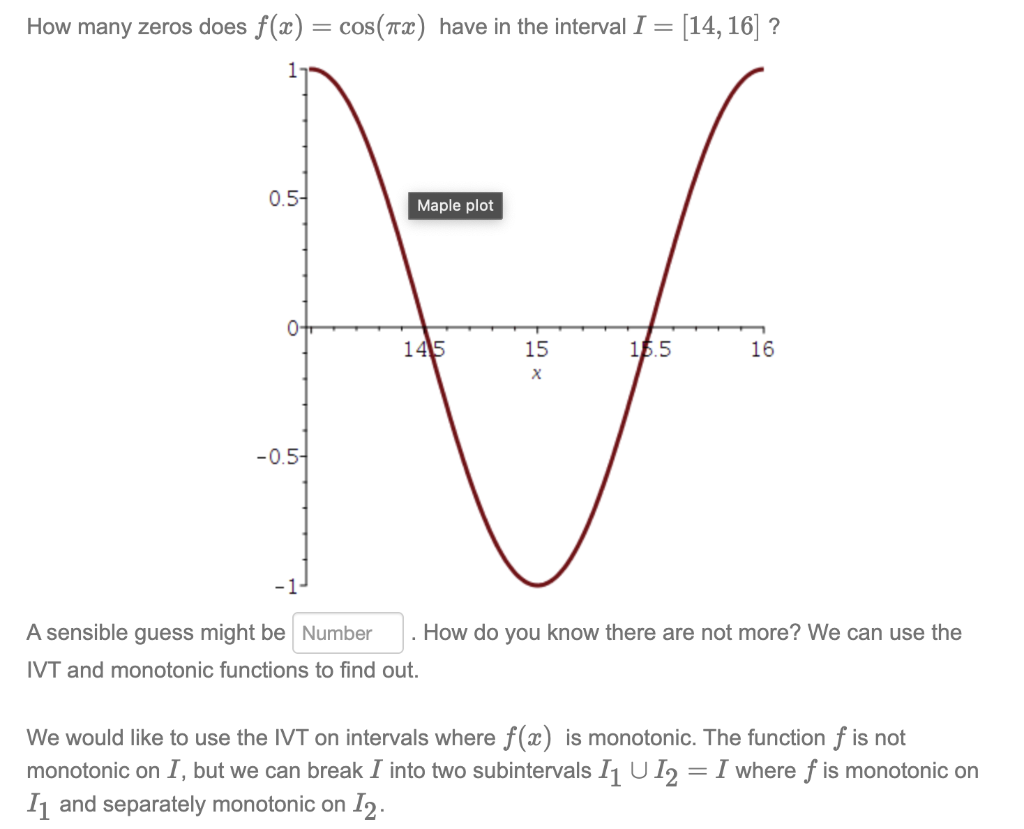 Solved How many zeros does f(x)=cos(πx) have in the interval | Chegg.com