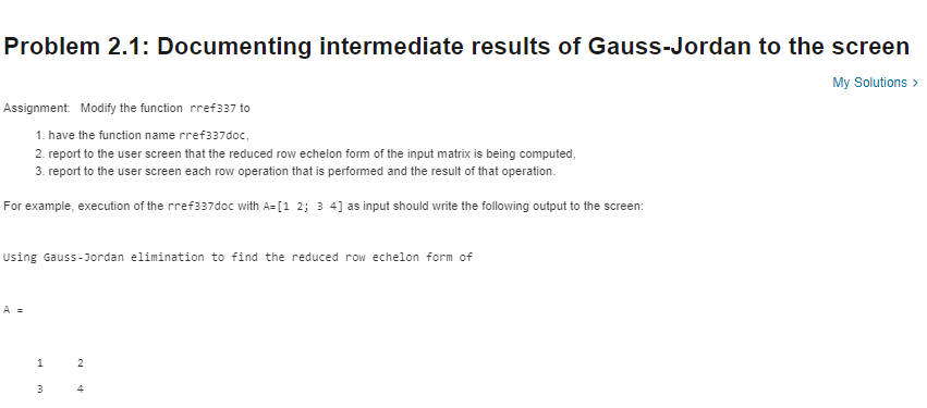 Solved Problem 2.1: Documenting intermediate results of | Chegg.com