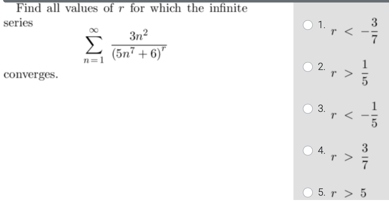 Solved Find all values of r for which the infinite series 1. | Chegg.com