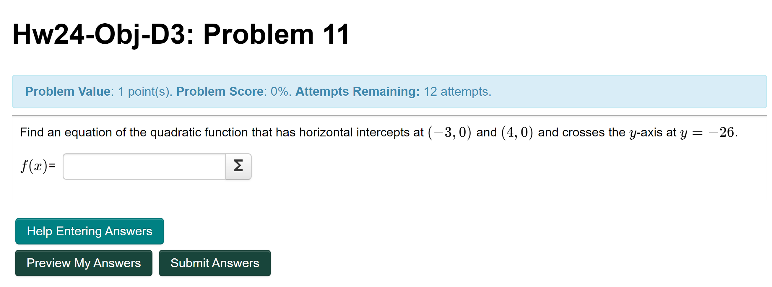 Solved Hw24-Obj-D3: Problem 11 Problem Value: 1 point(s). | Chegg.com