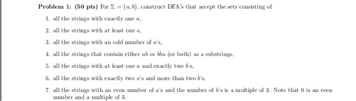 Solved For sigma = {a, b), construct DFA's that accept the | Chegg.com