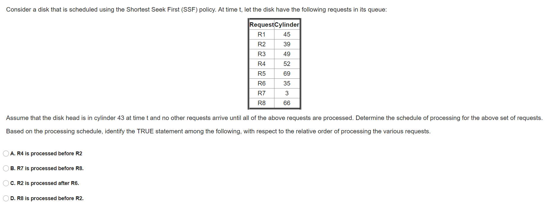 Solved Consider a disk that is scheduled using the shortest | Chegg.com
