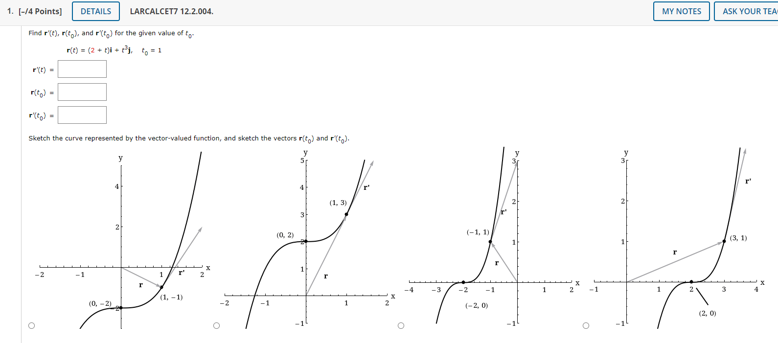 Solved Find r′(t),r(t0), and r′(t0) for the given value of | Chegg.com