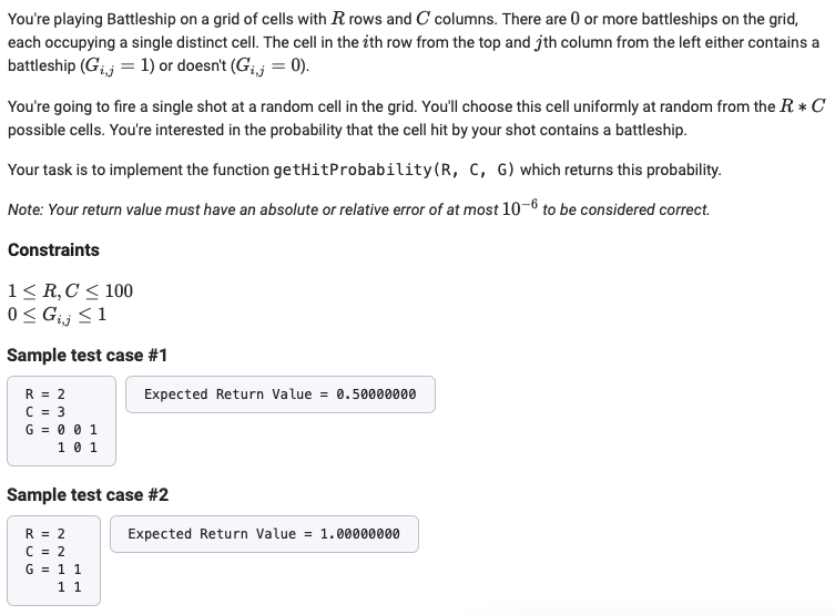 Solved You're playing Battleship on a grid of cells with R | Chegg.com