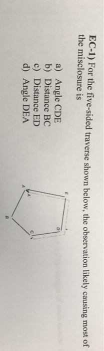 Solved For the five-sided traverse shown below, the | Chegg.com