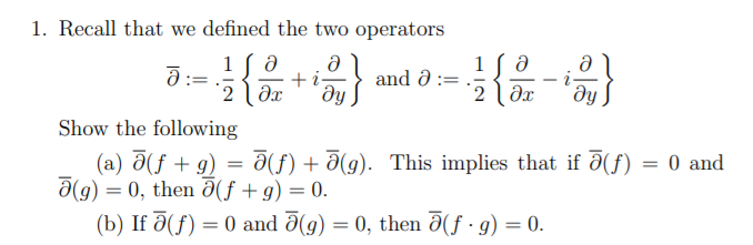 Solved } i 1. Recall that we defined the two operators isa a | Chegg.com