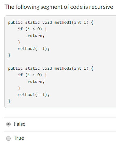 Solved The following segment of code is recursive public | Chegg.com