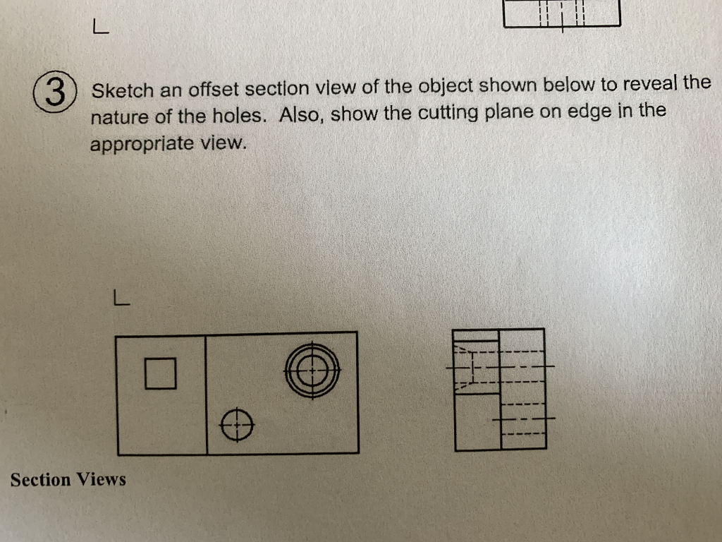 Solved 1 Sketc Sketch an aligned section view of the object | Chegg.com