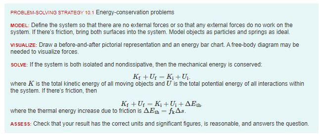 Solved PROBLEM SOLVING STRATEGY 10.1 Energy-conservation | Chegg.com