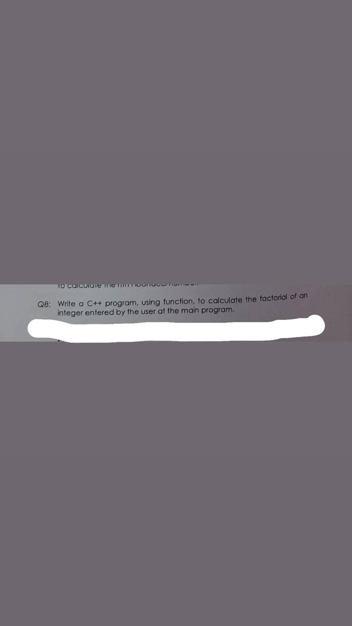 Solved TO COICUIQTE MED Q8: Write a C++ program, using | Chegg.com