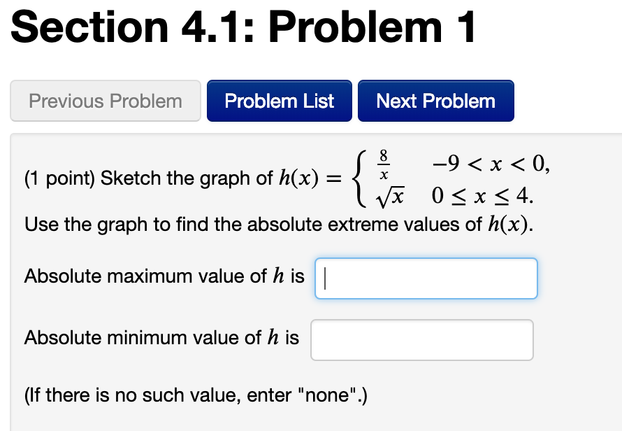 Solved Section 4.1: Problem 1 Previous Problem Problem List | Chegg.com