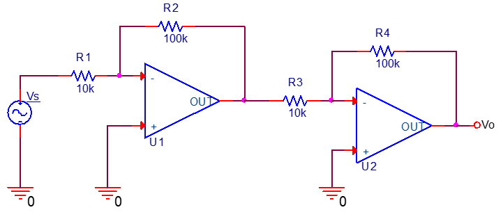 Solved Consider a cascade of two op-amp inverting | Chegg.com