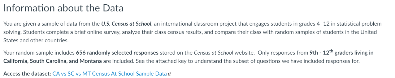 Solved Information about the Data You are given a sample of | Chegg.com