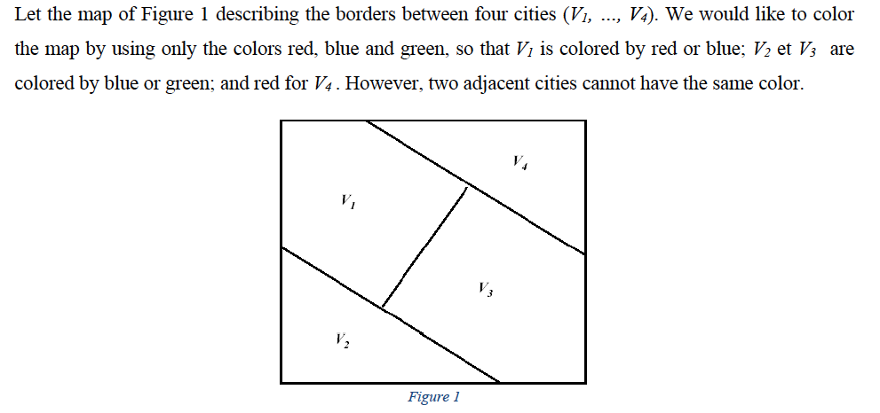 Solved Let the map of Figure 1 describing the borders | Chegg.com