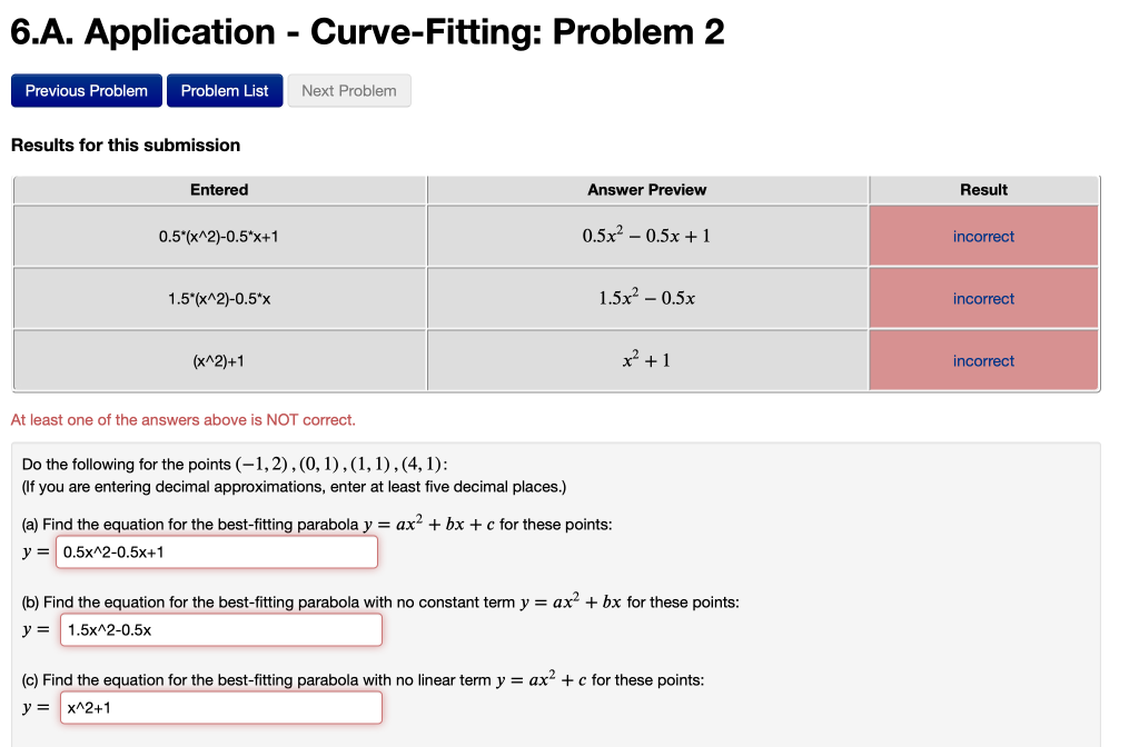 Solved 6.A. Application - Curve-Fitting: Problem 2 - | Chegg.com