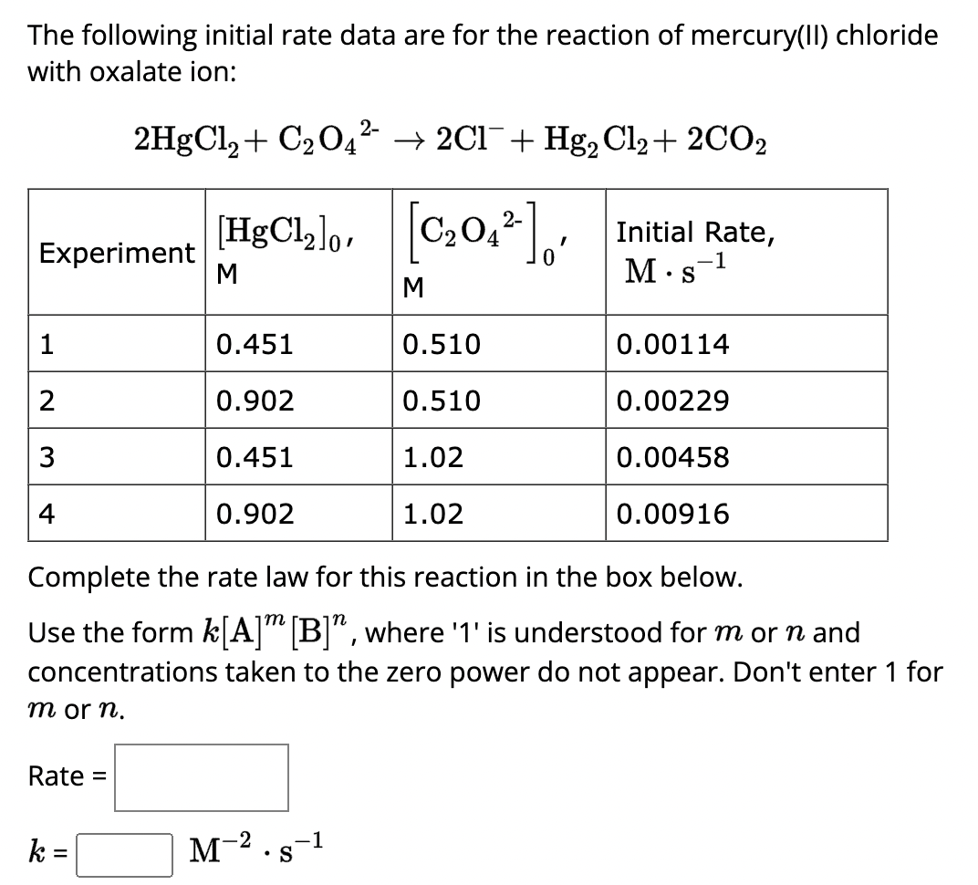The Following Initial Rate Data Are For The Reaction