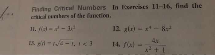 Solved Finding Critical Numbers In Exercises 11-16, find the | Chegg.com