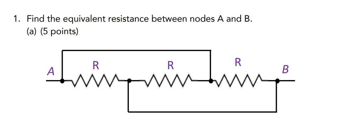 Solved 1. Find the equivalent resistance between nodes A and | Chegg.com