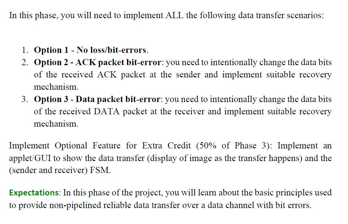 Solved Project Phase 3: Implement RDT 2.2 over an unreliable | Chegg.com