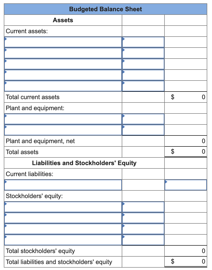 Solved Exercise 8-9 (Algo) Budgeted Balance Sheet | Chegg.com