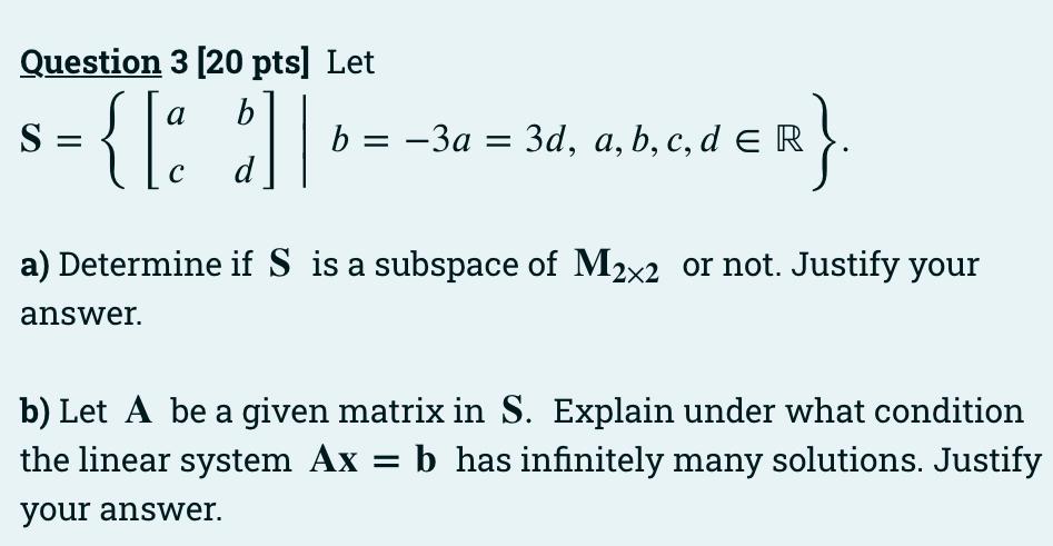 Solved Question 3 [20 pts] Let | Chegg.com