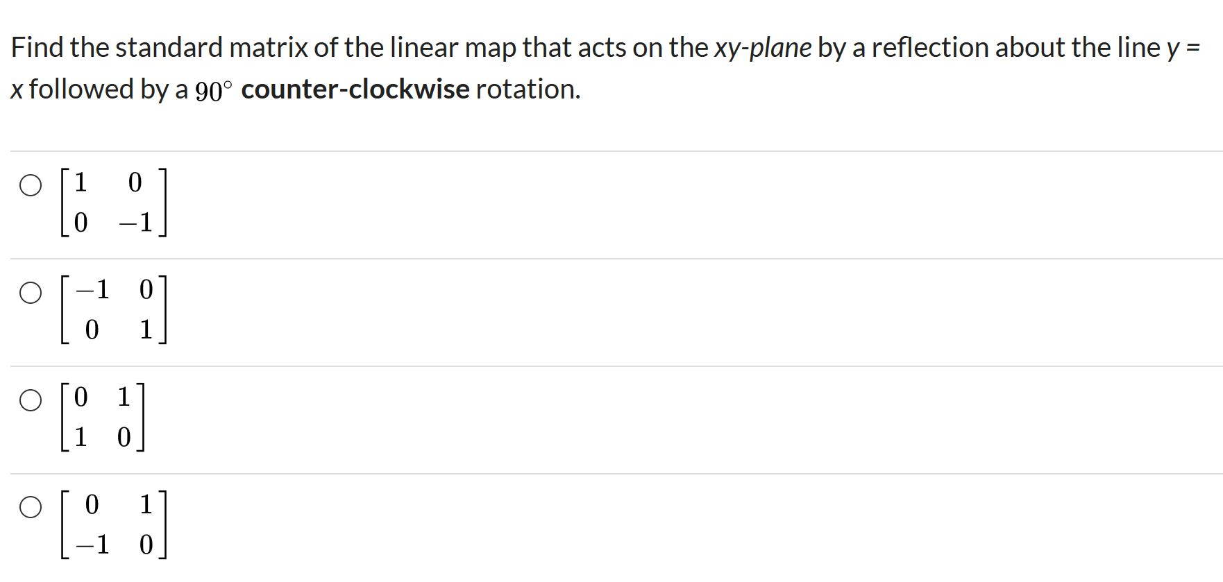 Solved Find the standard matrix of the linear map that acts | Chegg.com