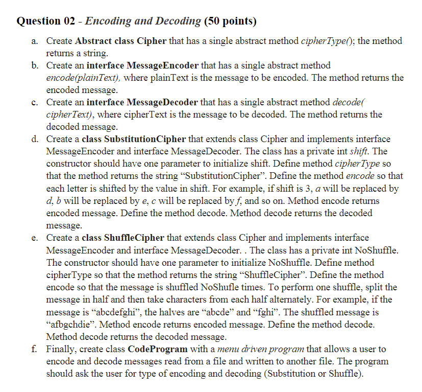 Solved Question 02 Encoding And Decoding 50 Points A 