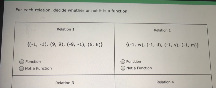 Solved For each relation, decide whether or not it is a | Chegg.com