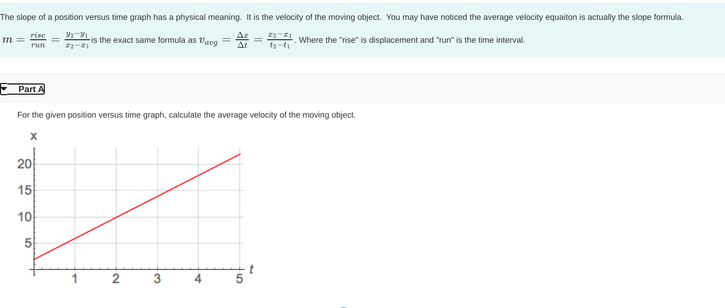 Solved The slope of a position versus time graph has a | Chegg.com