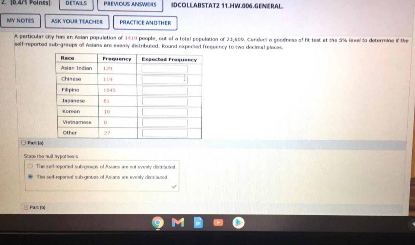 Solved Hi! May I ask what is the expected frequency, degrees | Chegg.com