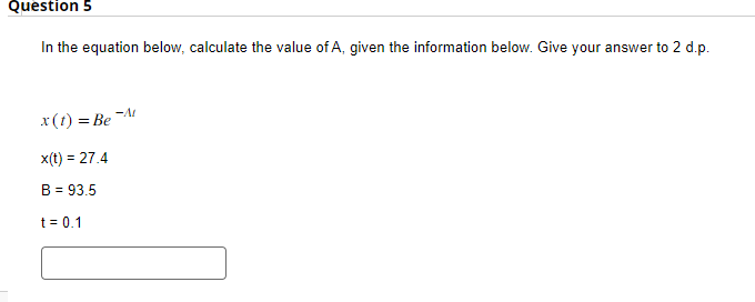 Solved Question 5In the equation below, calculate the value | Chegg.com