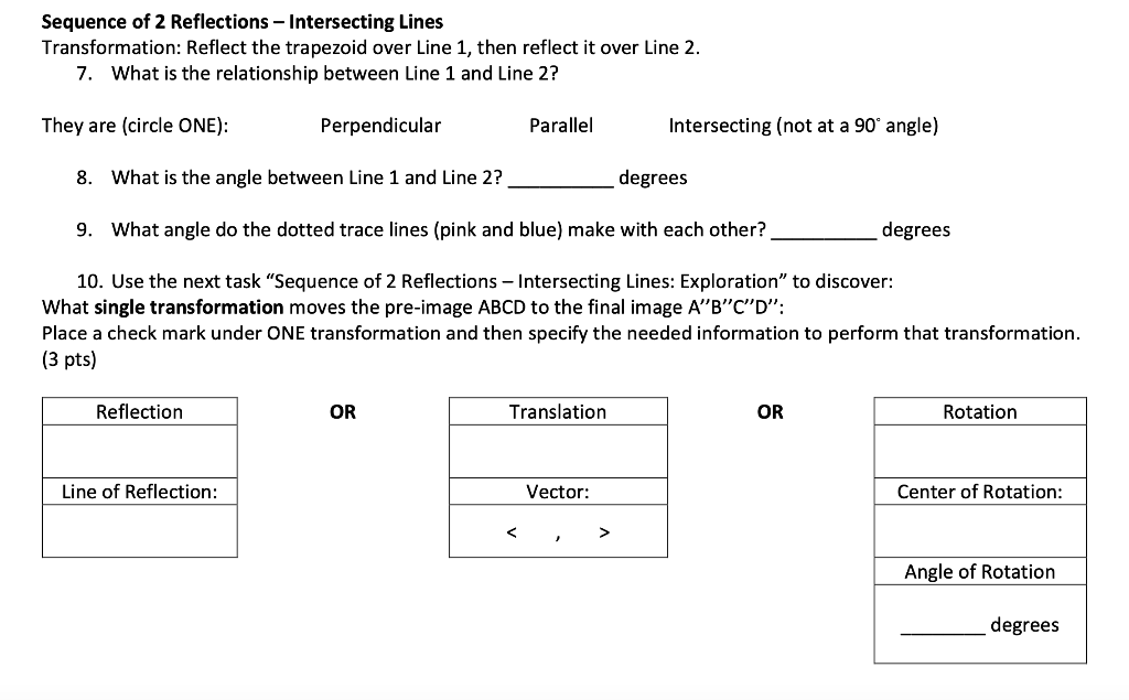Solved Sequence of 2 Reflections - Intersecting Lines | Chegg.com