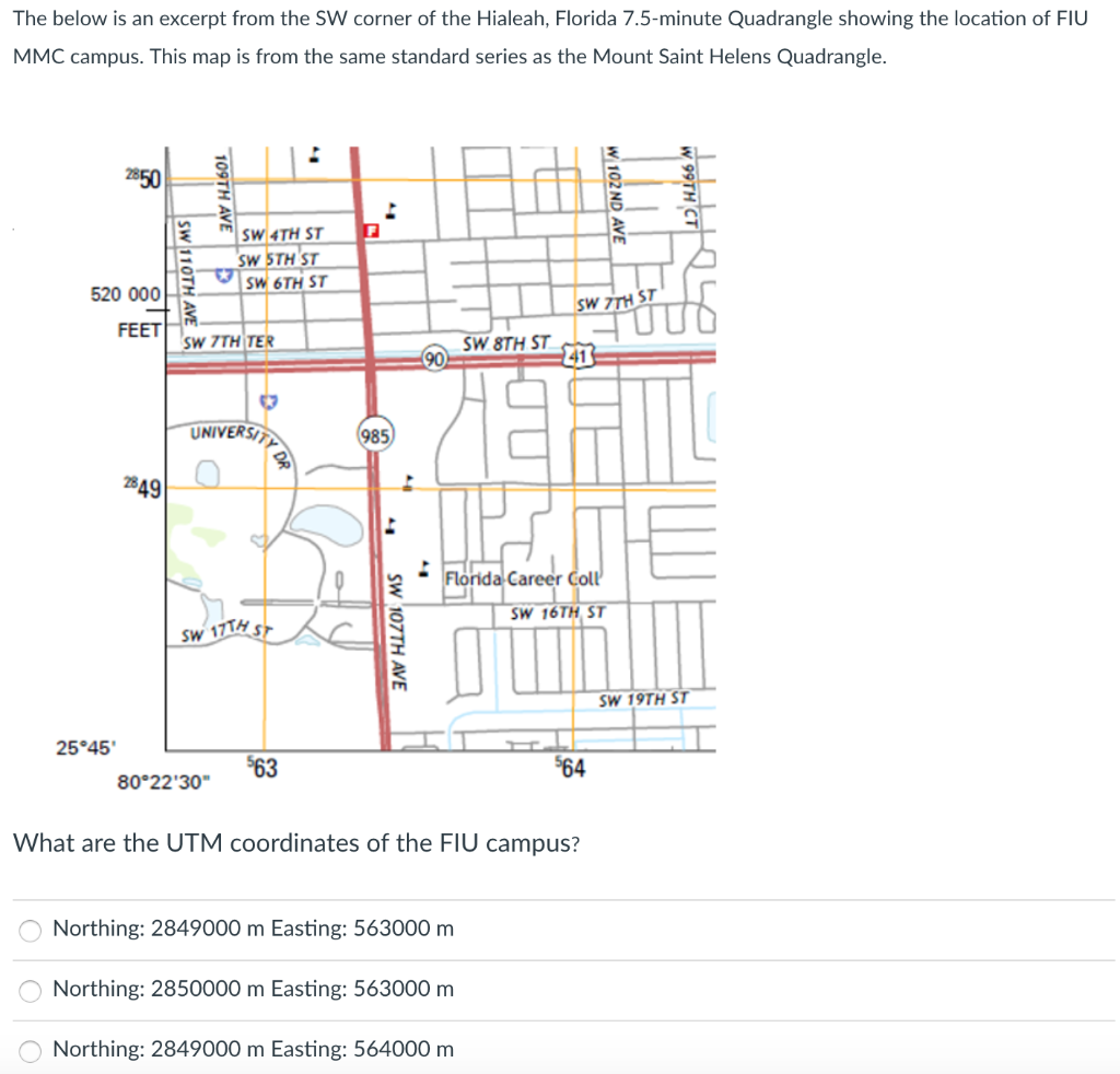 The below is an excerpt from the SW corner of the | Chegg.com