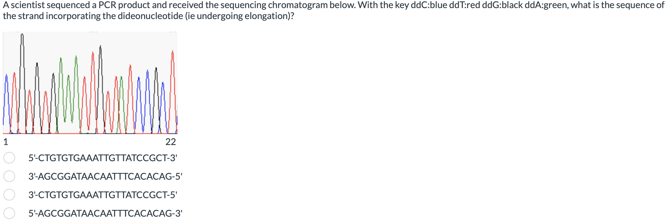 Solved A scientist sequenced a PCR product and received the | Chegg.com
