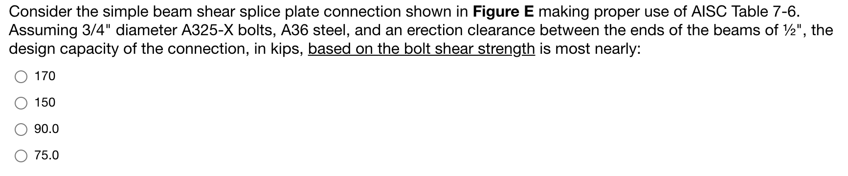 Solved Consider the simple beam shear splice plate | Chegg.com