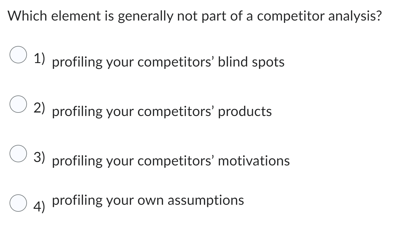 Solved Which element is generally not part of a competitor | Chegg.com